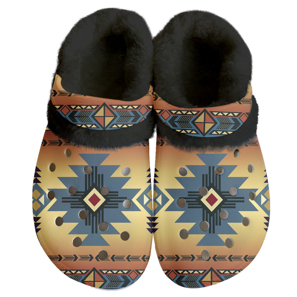 GB-NAT00057 Pattern Native American Classic Clogs with Fleece Shoes ...