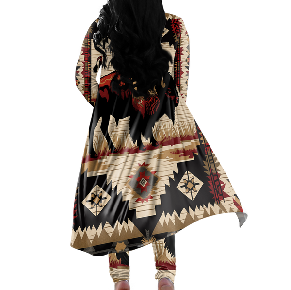 CLP00039 Bison Tribe Design Native American Cardigan Coat Long Pant Se ...