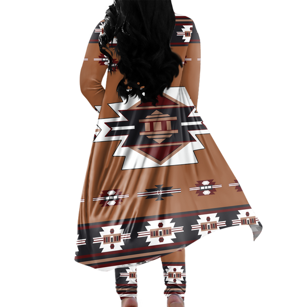GB-NAT00012 Tribe Design Native American Cardigan Coat Long Pant Set ...