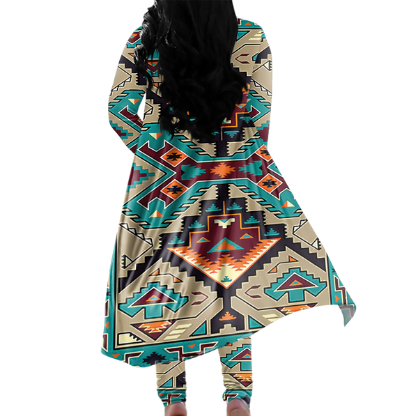 GB-NAT00016 Tribe Design Native American Cardigan Coat Long Pant Set ...