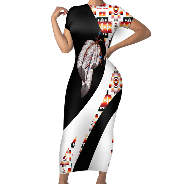 SBD00163 Pattern Native Short-Sleeved Body Dress – Powwow Store