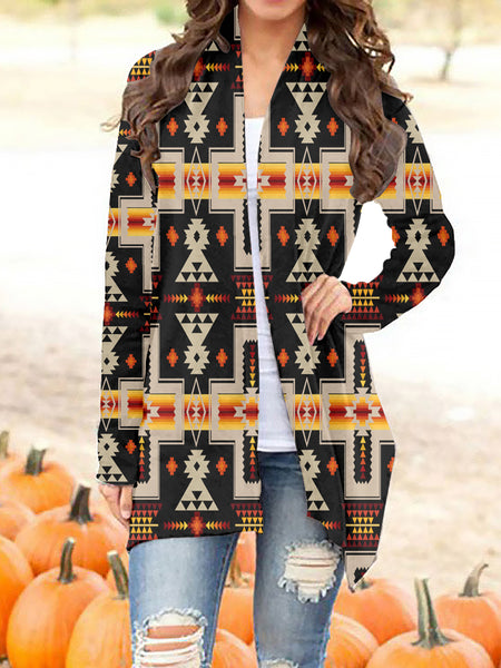 GB-NAT00062-01 Tribe Design Native Women's Cardigan With Long Sleeve ...