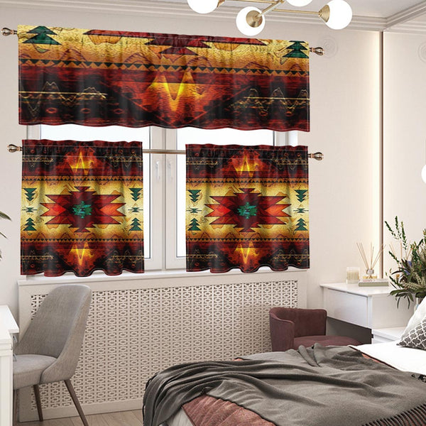 GB-NAT00068 Pattern Native American Curtain Valance and Kitchen Tiers ...