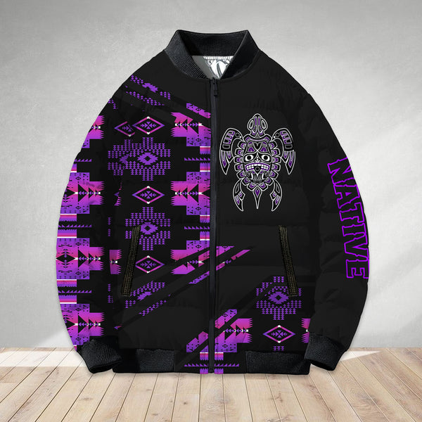 BB250214M04 Turtle Native American Bomber Puffer Jacket – Powwow Store