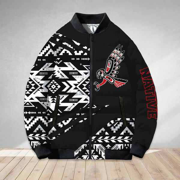 BB250214M05 Thunderbird Native American Bomber Puffer Jacket – Powwow Store