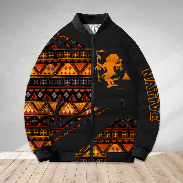 BB250214M06 Dancing Chief Native American Bomber Puffer Jacket – Powwow ...