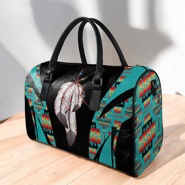 BJ000157 Feather Native American Leather Travel Bag – Powwow Store