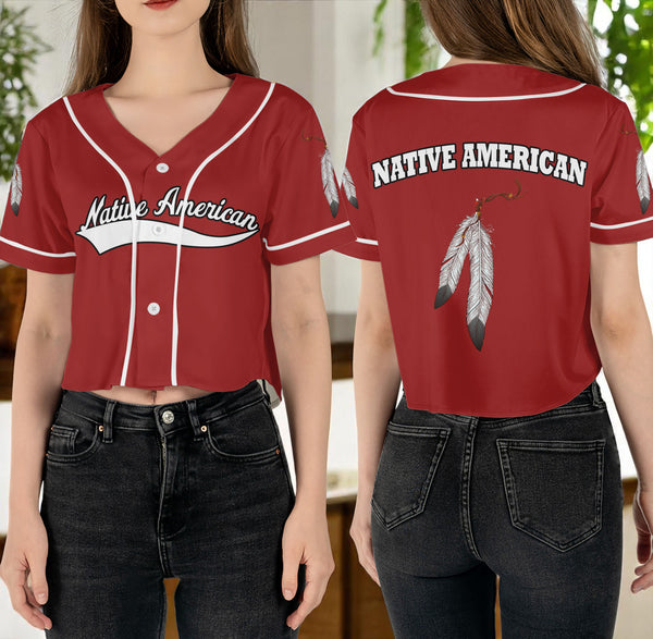 BJ250506M01 Native American Crop top Baseball Jersey – Powwow Store