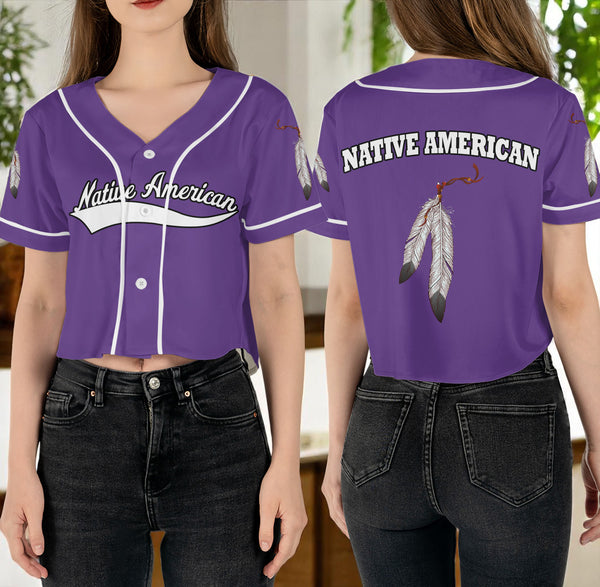 BJ250506M02 Native American Crop top Baseball Jersey – Powwow Store