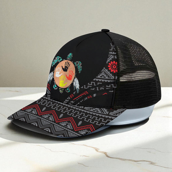 CP250723M07 Tribe Turtle Native American Unisex Trucker Hat With Black ...