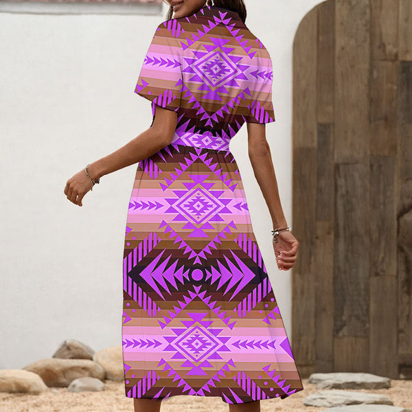 CSA-00069 Native American Women Shirt Dress with Waist Tie – Powwow Store