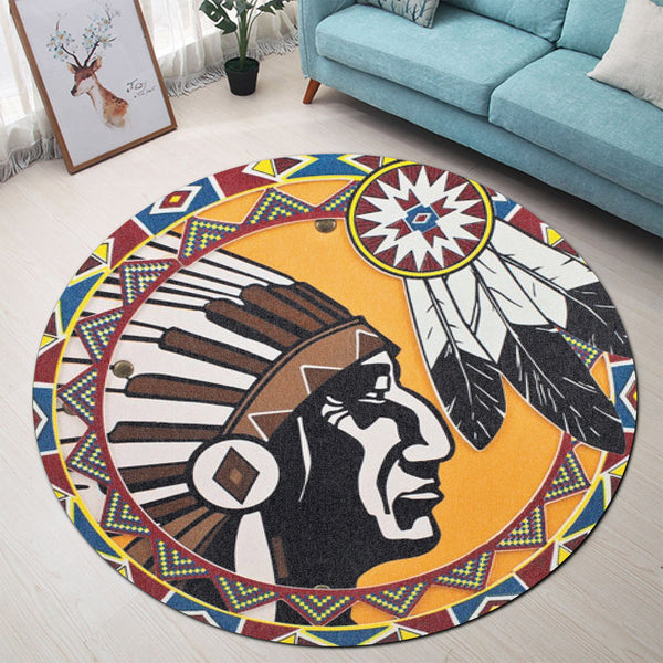 Chief Pattern Native American Round Carpet – Powwow Store