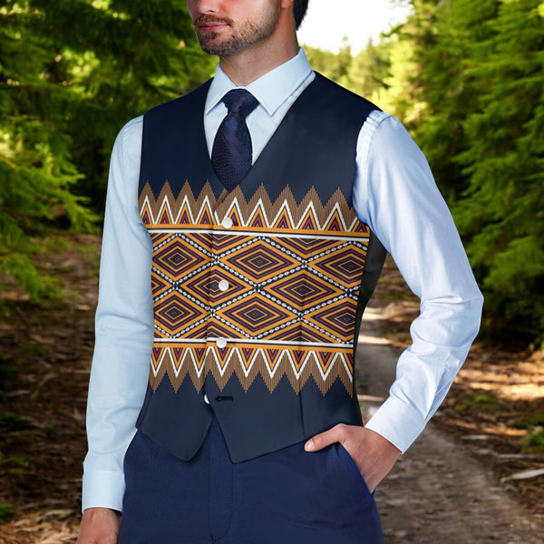 DS250715M05v1 Native American Suit Vest Jacket Print One Side Front ...