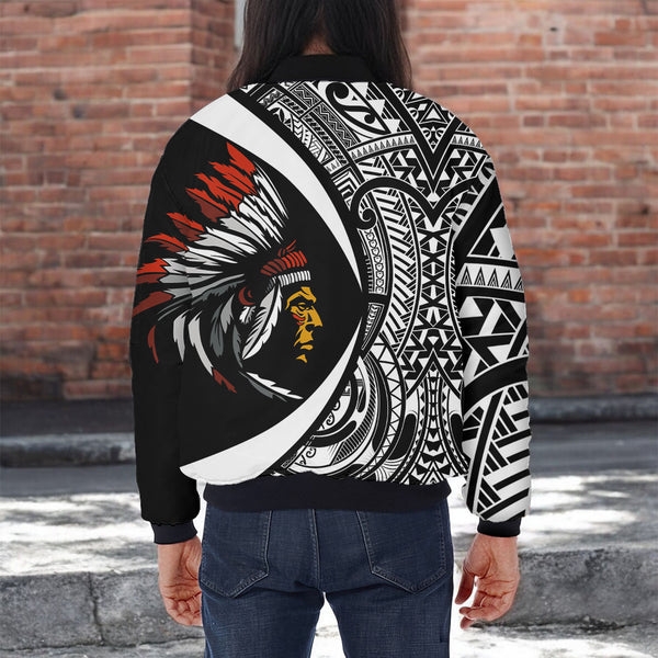 DS250812M01v14 Chief Native American Bomber Jacket With Sleeve Pocket ...