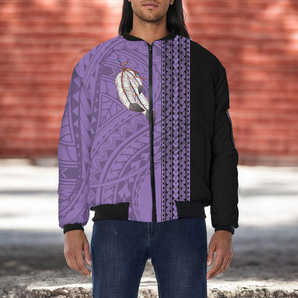DS250813M03v1 Feather Native American Bomber Jacket With Sleeve Pocket ...