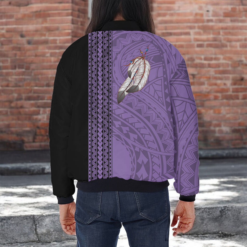 DS250813M03v1 Feather Native American Bomber Jacket With Sleeve Pocket ...