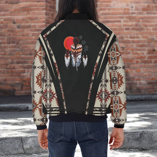 GB-HW000328 Native American Bomber Jacket With Sleeve Pocket – Powwow Store