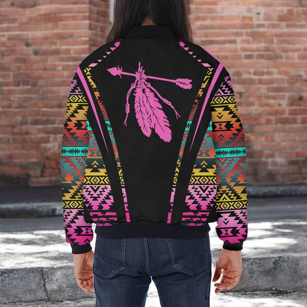 GB-HW000343 Native American Bomber Jacket With Sleeve Pocket – Powwow Store