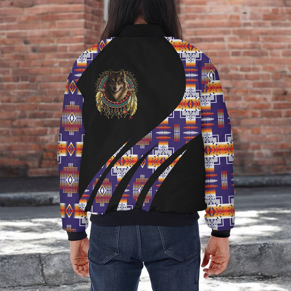 GB-HW000809v2 Wolf Dreamcatcher Native American Bomber Jacket With Sle ...