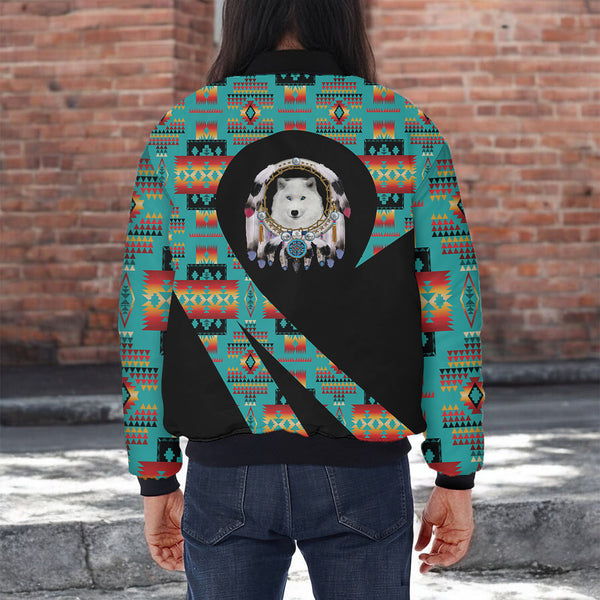 GB-HW000842 Native American Bomber Jacket With Sleeve Pocket – Powwow Store