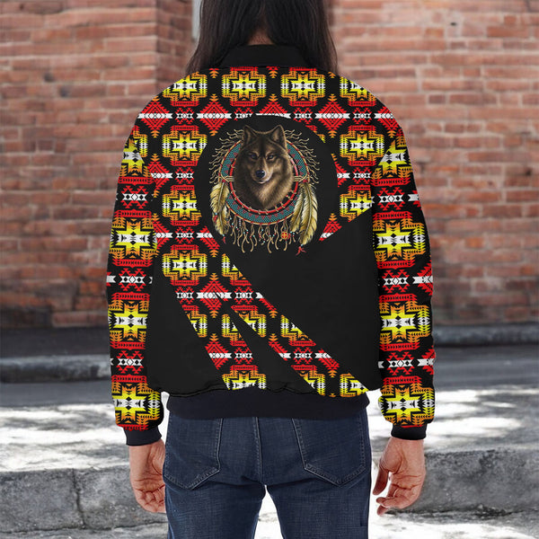 GB-HW000849v3 Wolf Dreamcatcher Native American Bomber Jacket With Sle ...