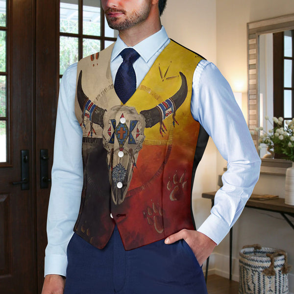 GB-NAT00025 Native American Suit Vest Jacket Print One Side Front ...