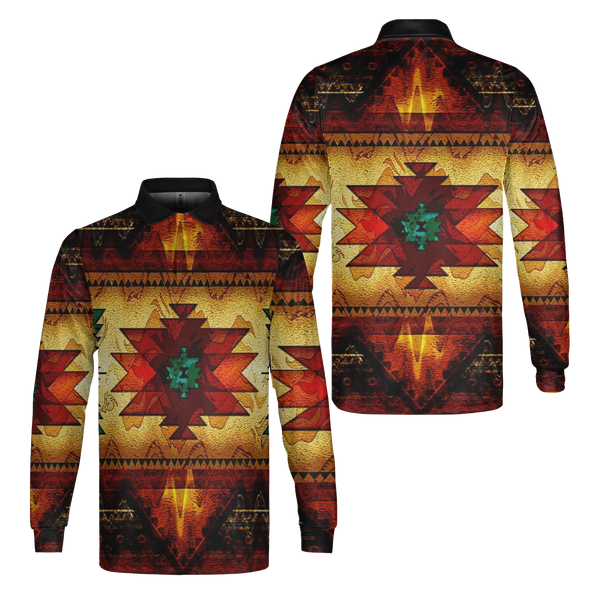 GB-NAT00068 United Tribes Brown Pattern Native American Long Sleeve Po ...