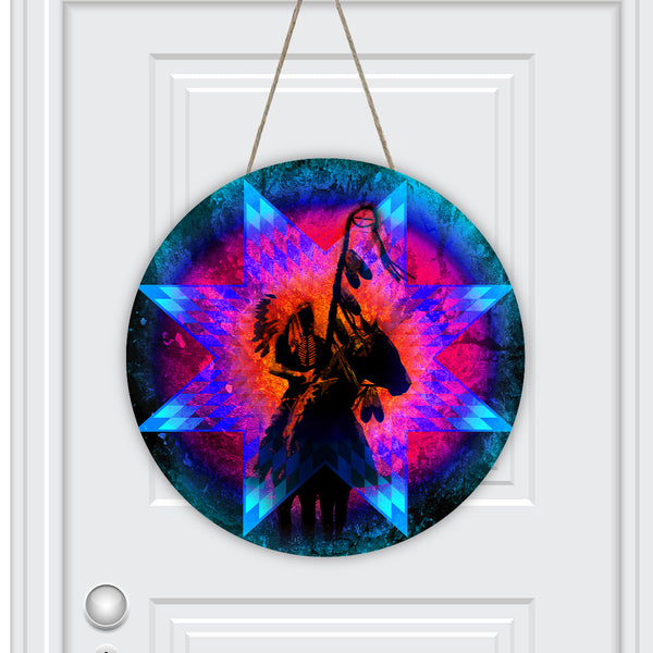 GB-NAT00097-04 Chief Native American Round House Number Door Hanger ...