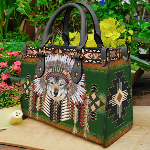 GB-NAT00374 Chief Wolf Native American Leather Bag – Powwow Store