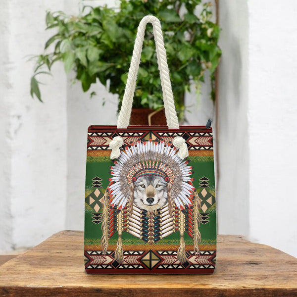 GB-NAT00374 Chief Wolf Native American Summer Beach Bags – Powwow Store