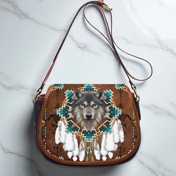 GB-NAT00446-05 Wolf Native American Saddle Bag – Powwow Store