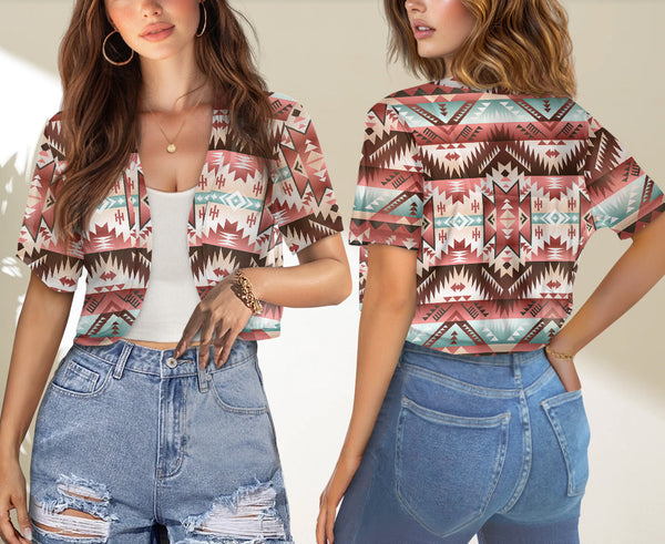 GB-NAT00540 Pattern Native American Women's Short Mini Cardigan ...