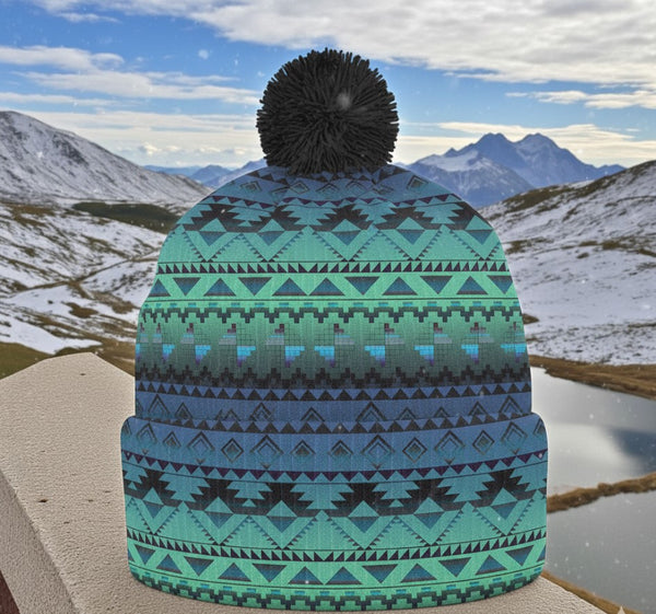 GB-NAT00601 Native American Knitted Hat With Pom-Pom – Powwow Store