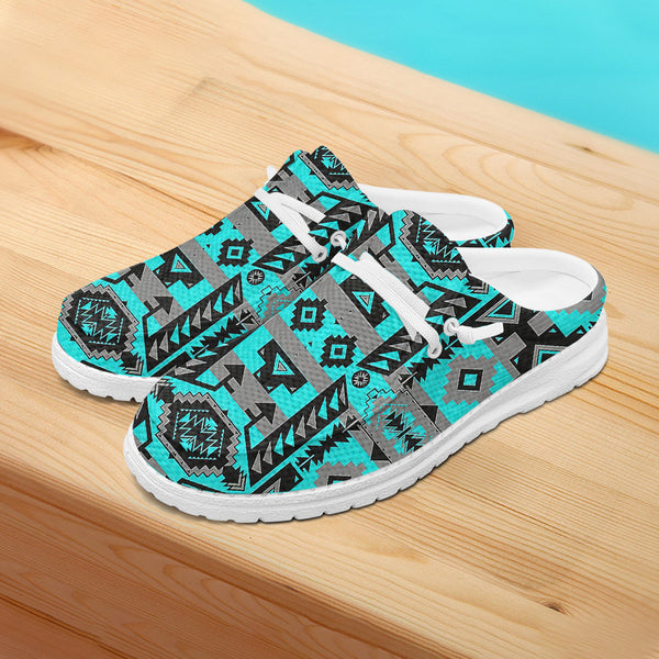 GB-NAT00626 Blue Pattern Native American Mesh Dude Shoes – Powwow Store