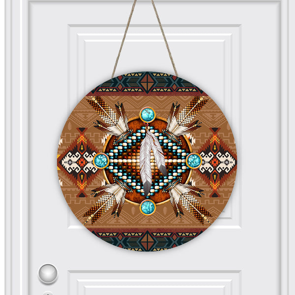 GB-NAT00640 Native American Round House Number Door Hanger – Powwow Store