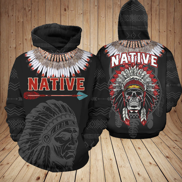 HD250919M19 Chief Skull Native American 3D Hoodie – Powwow Store