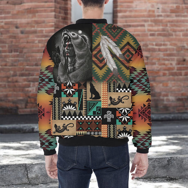 HD251030M02 Chief Native American Bomber Jacket With Sleeve Pocket ...