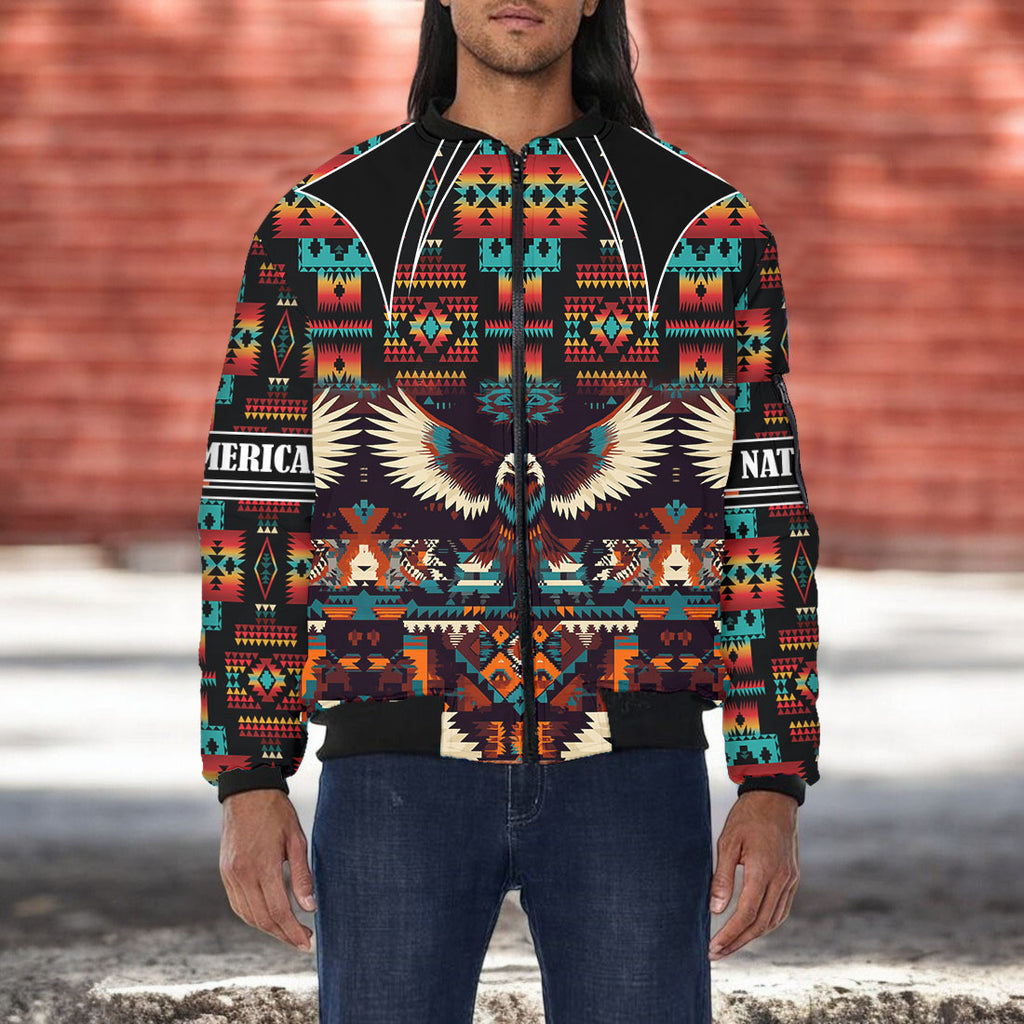 HD251117M10 Eagle Native American Bomber Jacket With Sleeve Pocket ...