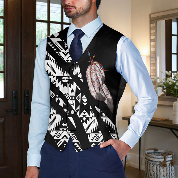 PLSH250122M11 Native American Suit Vest Jacket Print One Side Front ...