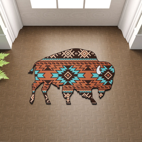 SM250512M06 Bison Native American Shaped Mat – Powwow Store