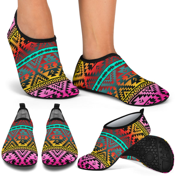 GB-NAT00689 Tribe Design Native American Aqua Shoes – Powwow Store
