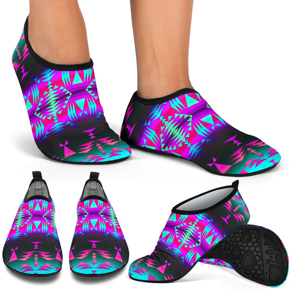 GB-NAT00655 Tribe Design Native American Aqua Shoes – Powwow Store
