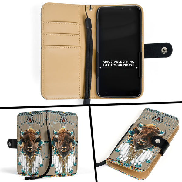 WPC0007 Bison Tribe Design Native American Wallet Phone Case – Powwow Store