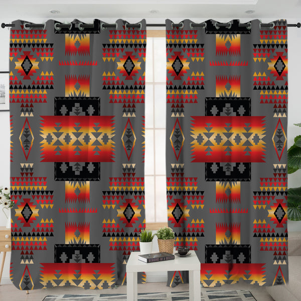 GB-NAT00046-11 Gray Pattern Native Living Room Curtain – Powwow Store