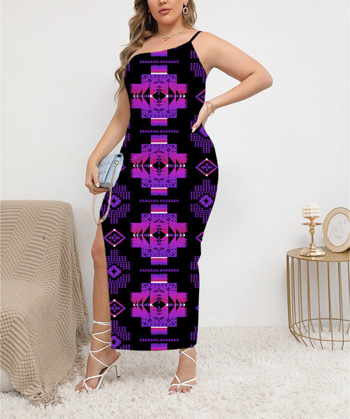 GB-NAT00720 Pattern Native Oblique-Shoulder Exposure Dress With Side S ...