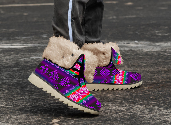 GB-NAT00680 Pattern Light Native American Faux Fur- Leather Boots ...