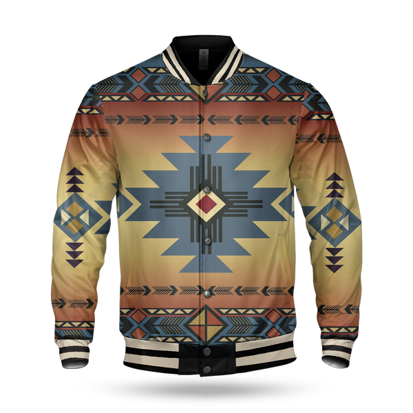 GB-NAT00057-01 Southwest Blue Symbol Baseball Jacket – Powwow Store