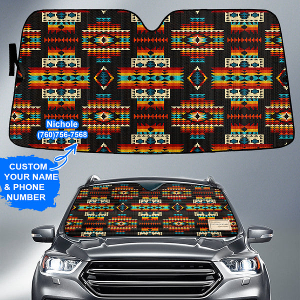 GB-NAT00402 Pattern Native American Custom Name Auto Sun Shades ...