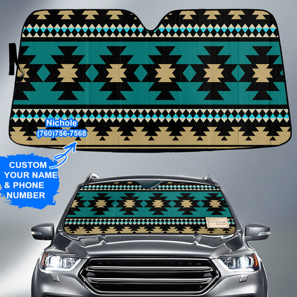 GB-NAT00509 Pattern Native American Custom Name Auto Sun Shades ...
