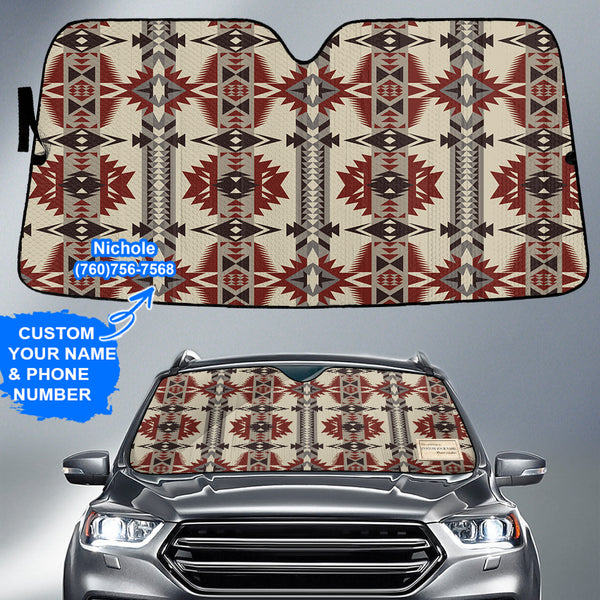 GB-NAT00594 Pattern Native American Custom Name Auto Sun Shades ...